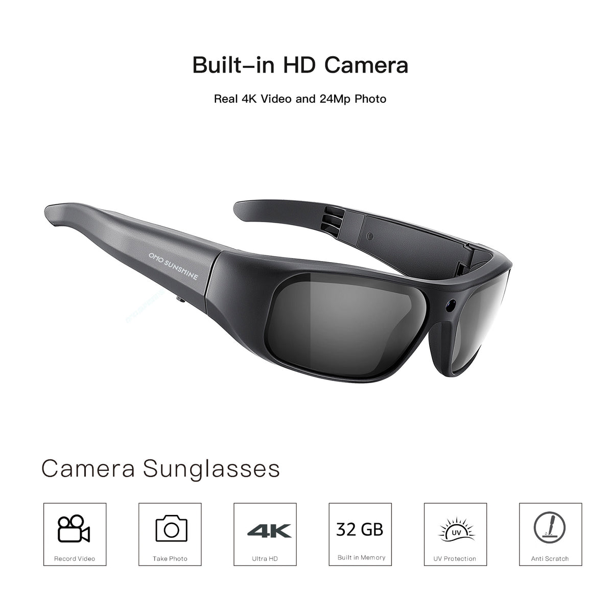 Brave 4K Camera Smart Glasses: 24MP & Polarized – OHO SUNSHINE